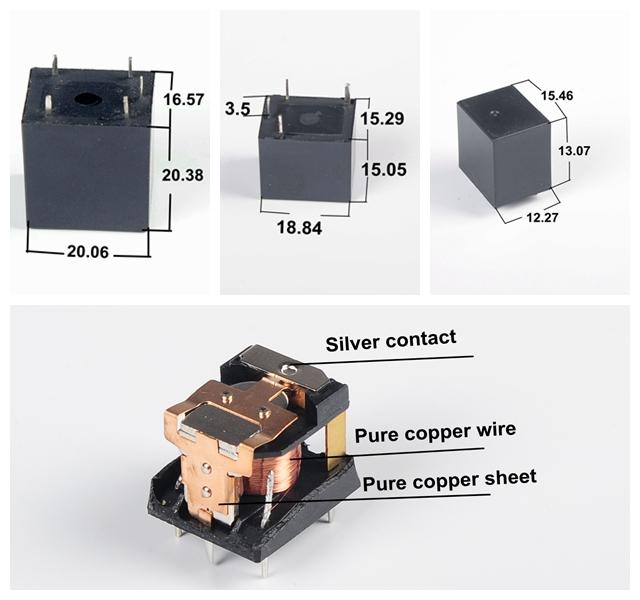 Micro Powerful 12 Volt 10 Amp Relay 5 Pins Copper SPDT PCB Mount heavy ...
